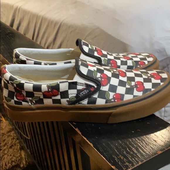 Vans | Shoes | Cherry Checkered Slip On Vans | Poshmark